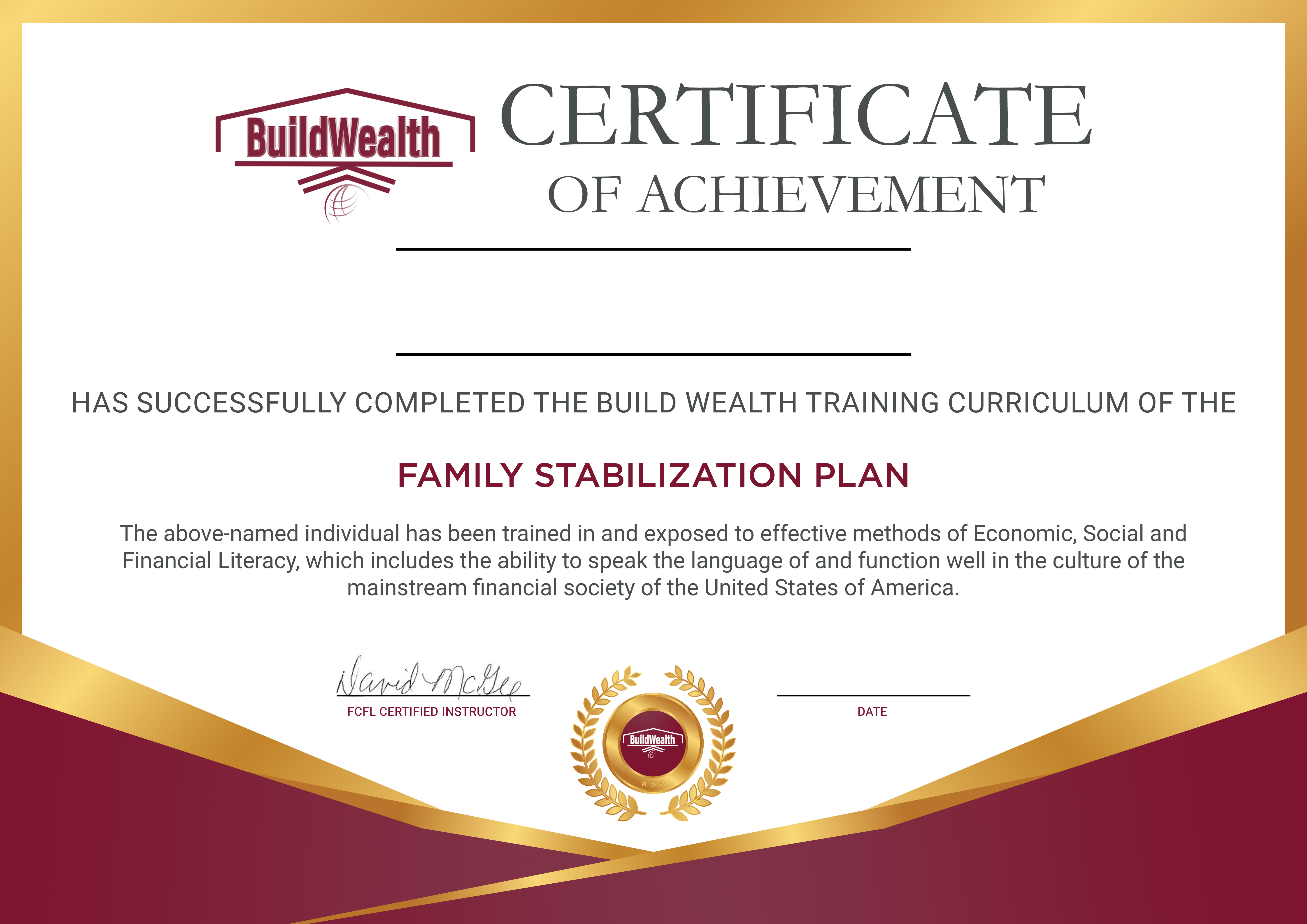 Build Wealth- Build Wealth's Family Stabilization Plan